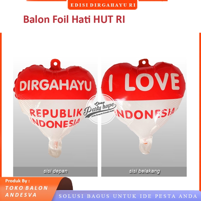 Jual Balon foil love HUT RI mini / balon i love indonesia / balon ...