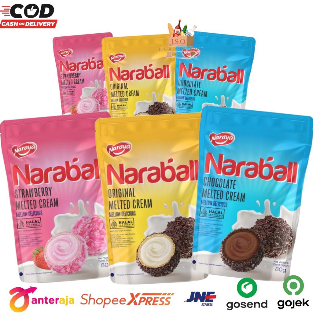Jual [ JSO ] Naraya Naraball 80gr Wafer Salut Cookies Ball Melted Halal ...