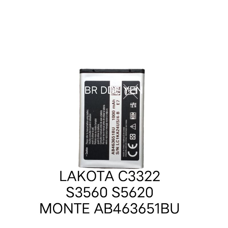 Jual BATERAI UNTUK SAMSUNG LAKOTA C3322 C3222 S5620 MONTE B3410 S3560 ...