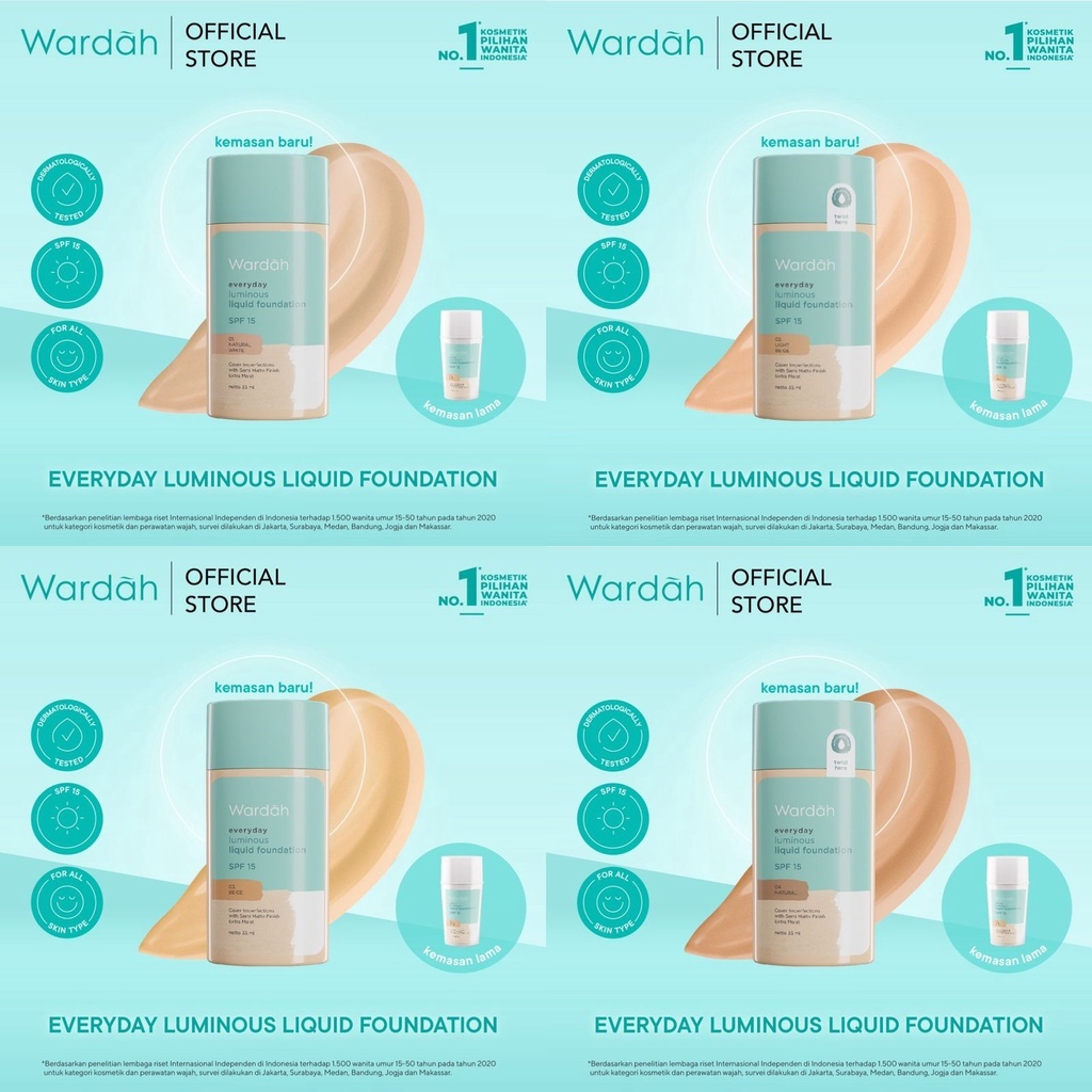 Jual WARDAH EVERYDAY LUMINOUS LIQUID FOUNDATION SPF 15 | Shopee Indonesia