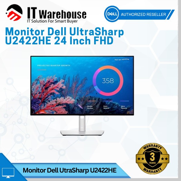 Jual Monitor Dell UltraSharp U2422HE 24" FHD USB-C Hub Garansi 3 Tahun ...