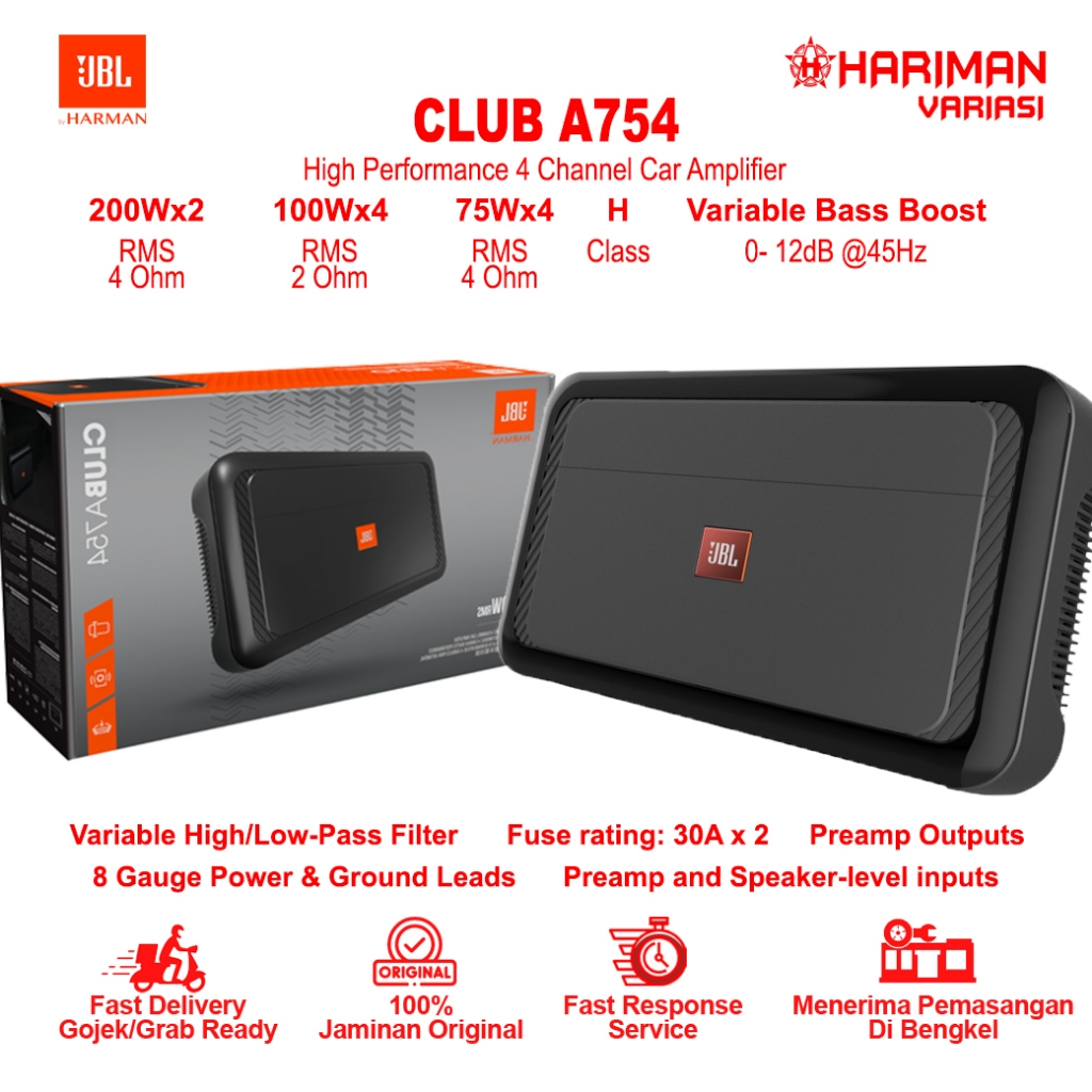 Jual Power Amplifier 4-Channel Audio Mobil JBL Club A754 (4 Channel) | Shopee Indonesia