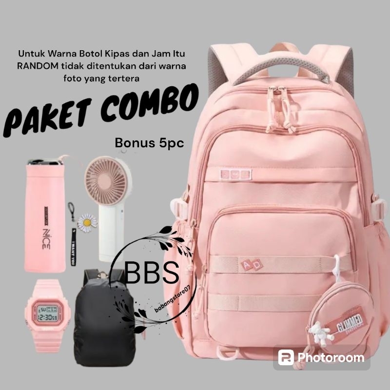 Jual Banyak Bonusnya Tas Sekolah Anak Perempuan SD SMP PAKET COMBO Tas AD Anak Sekolah Ransel ...