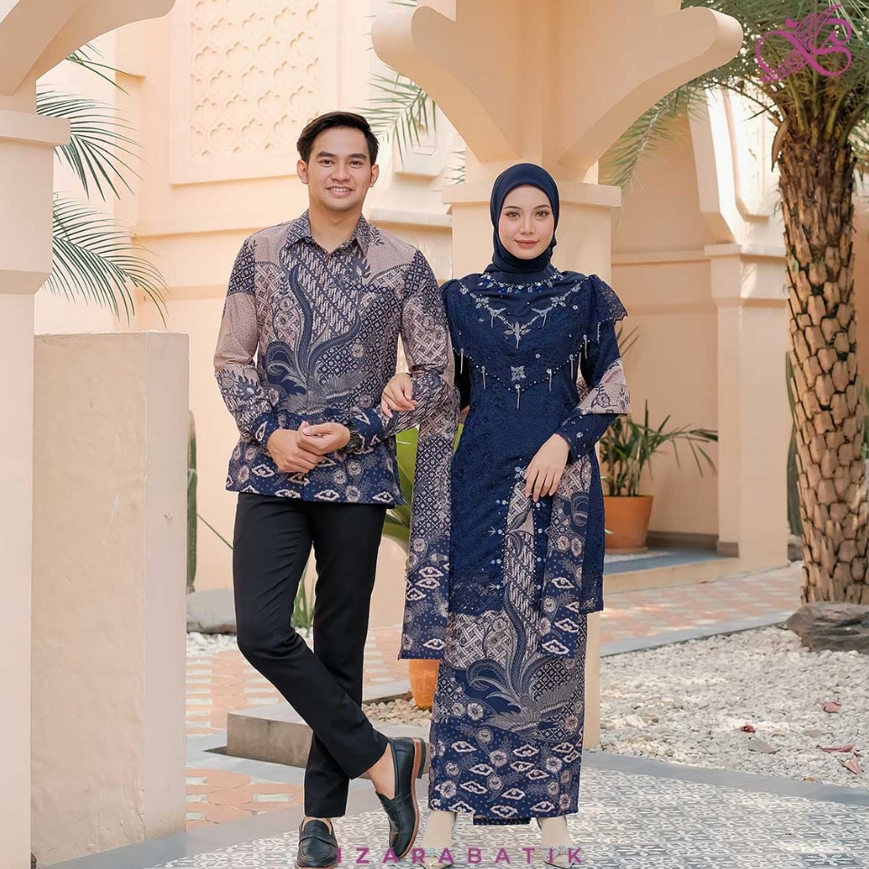 Jual KODE D39N Zivana Navy Setelan Baju Kebaya Batik Modern Couple ...