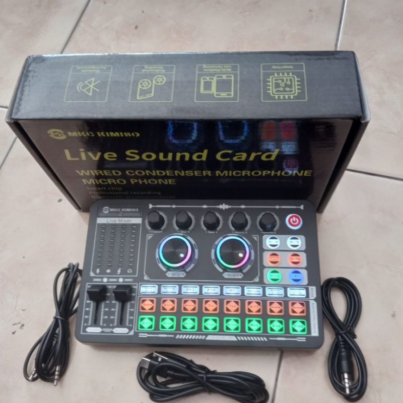 Jual Audio Sound Card F999 Karaoke Live Streaming Sound Card Bluetooth ...