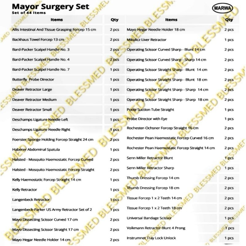 Jual Mayor Surgery (Set of 44 Items) + Bak Instrument Marwa | Shopee ...