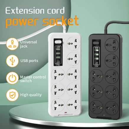 Jual Eight Port 3 USB 1 Type C Colokan Kabel Listrik Stopkontak Kabel ...