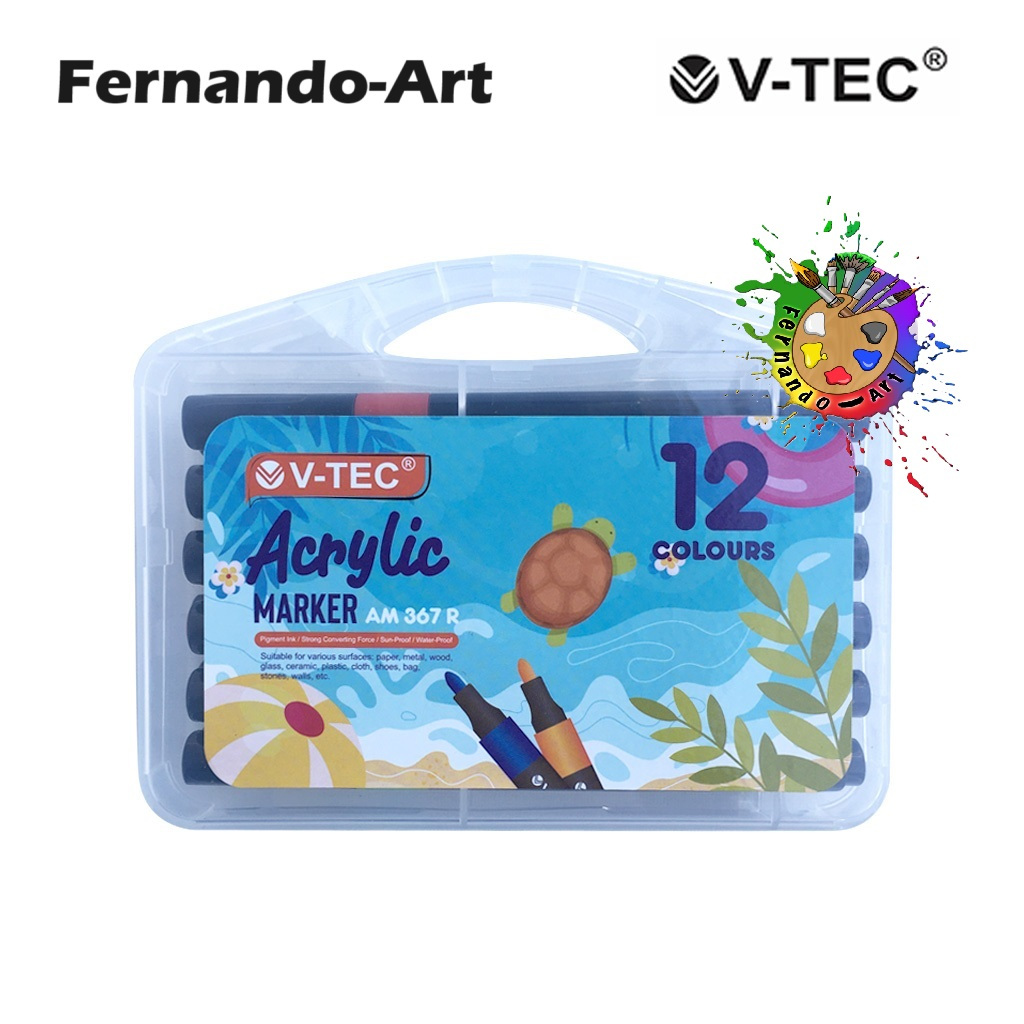 Jual V-TEC ACRYLIC MARKER 12 COLOR (AM 367 R) | Shopee Indonesia
