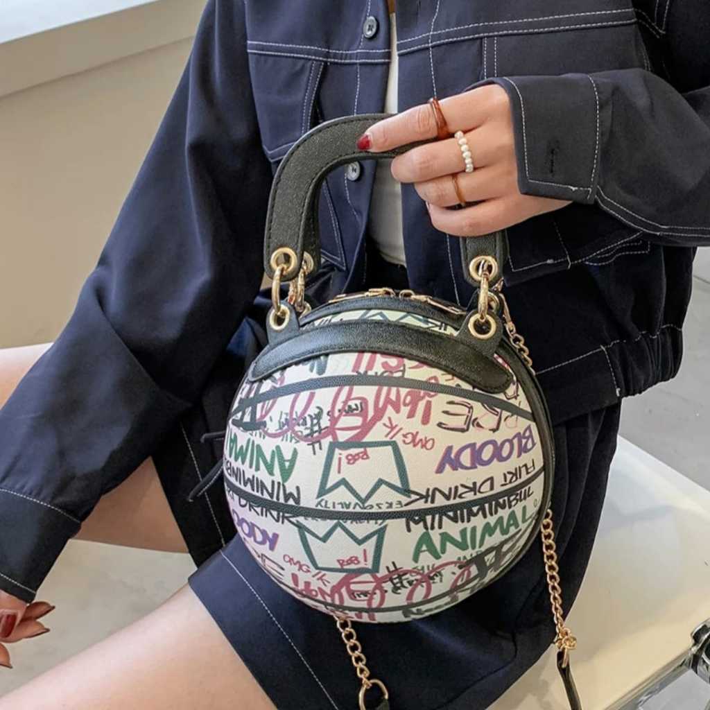 Jual Tas Wanita Bentuk Bola Basket Motif Graffiti / Bola Basket / Tas ...