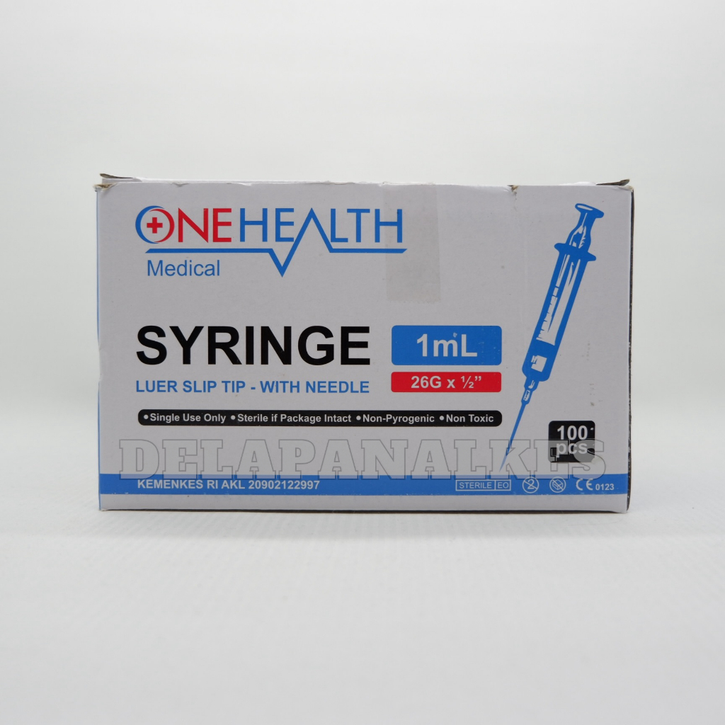 Jual OneHealth Spuit 1 cc + Jarum Per Box isi 100 Pcs Syringe 1cc ...