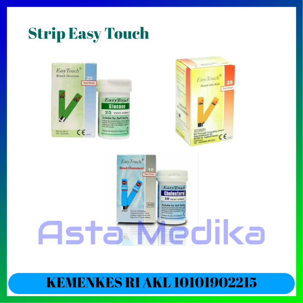 Jual Easy Touch Test Strip Gula Darah & Cholesterol/Kolesterol & Asam ...
