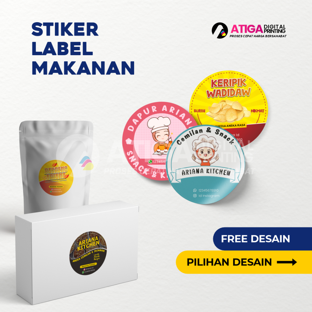 Jual Cetak Stiker Label Makanan / Stiker Label Box Nasi, Sticker Box ...