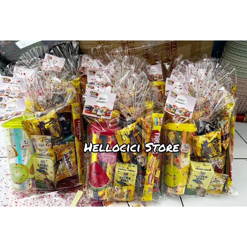 Jual HAMPERS SNACK BINGKISAN GELAS MINUM KEMASAN ANAK ULANG TAHUN ...