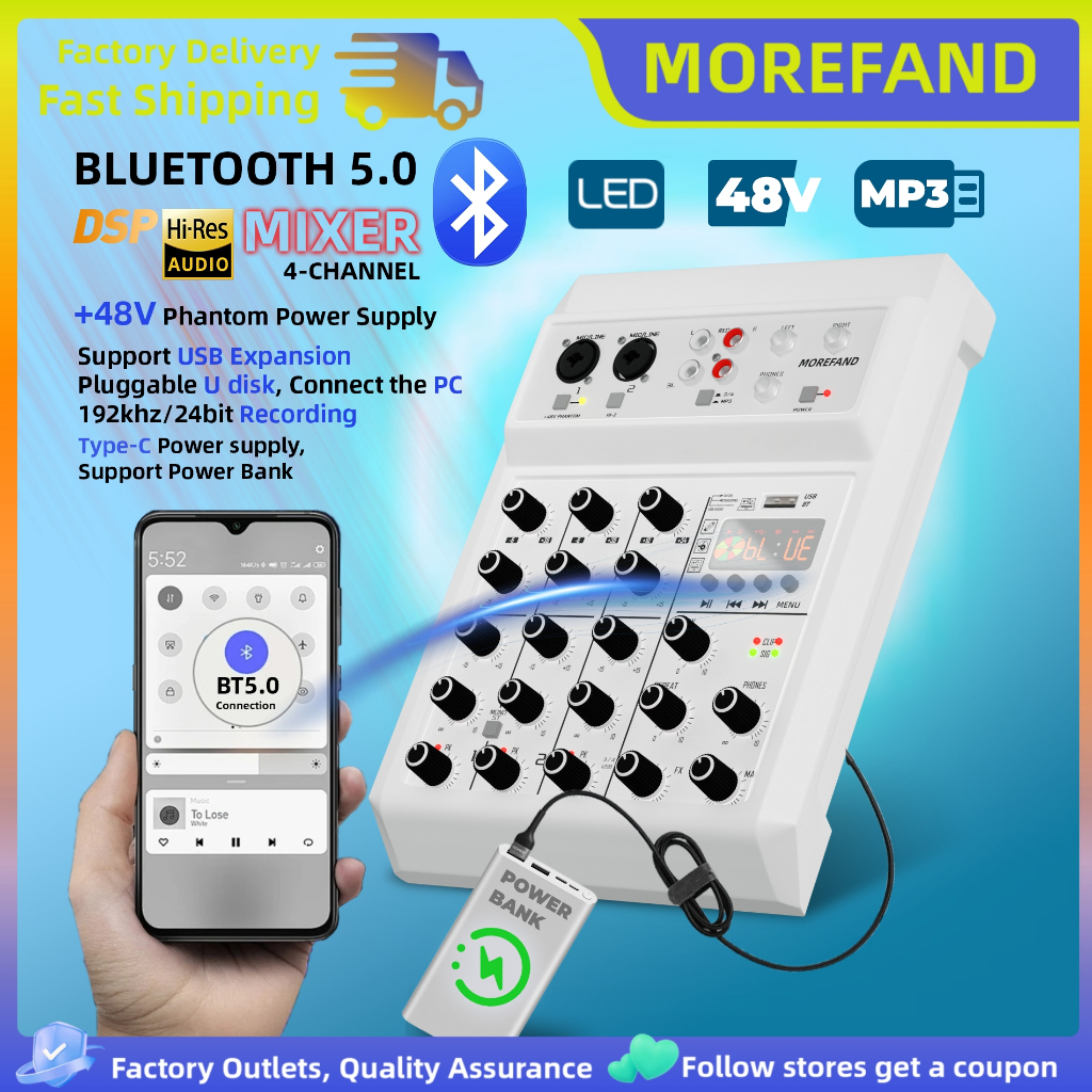 Jual Mixer Audio Profesional RE405-BT mixer kecil 4 saluran Mendukung ...