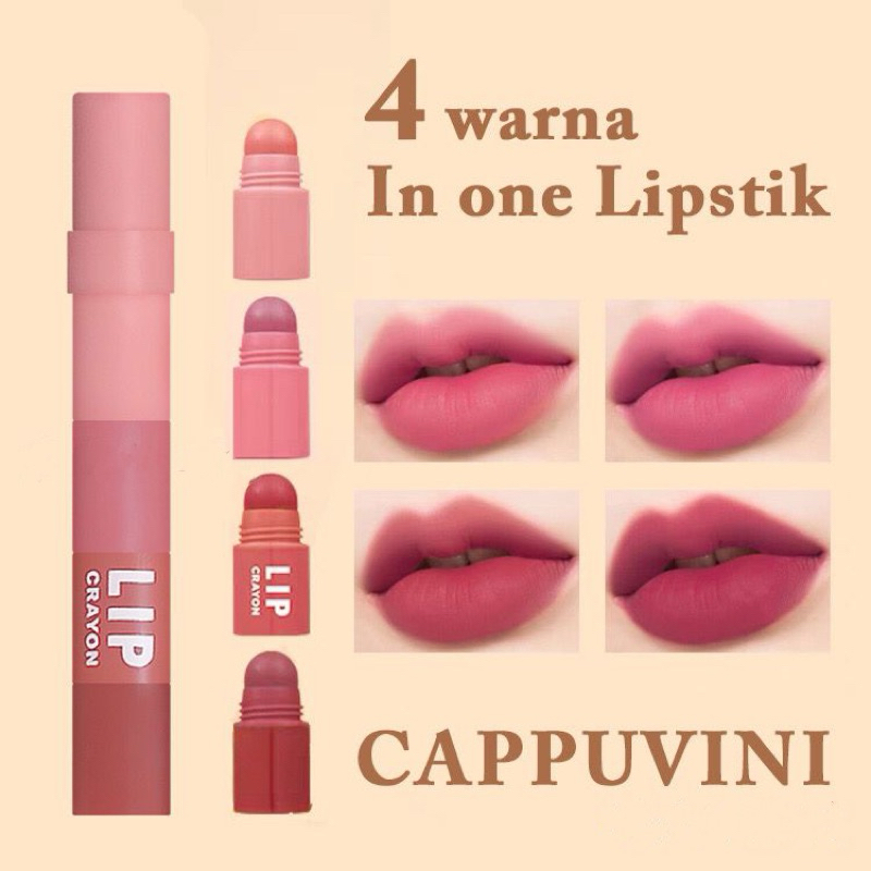 Jual Cappuvini Lipstik Krayon 4 Warna Lip Gloss 4 in 1 Matte Velvet ...