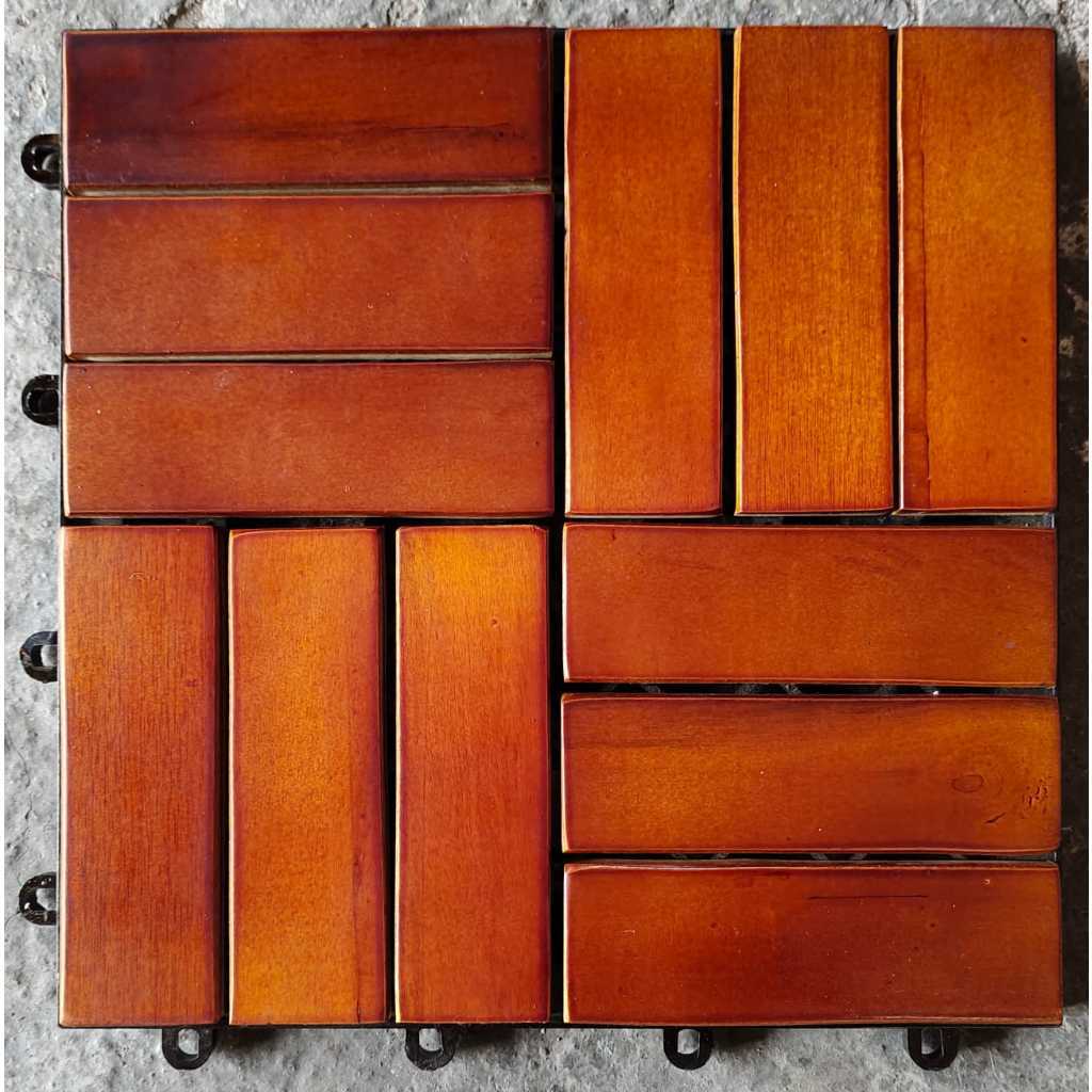 Jual Lantai Kayu Tempel Decking Tile Parket Outdoor 4 Line Ukuran 30x30 ...