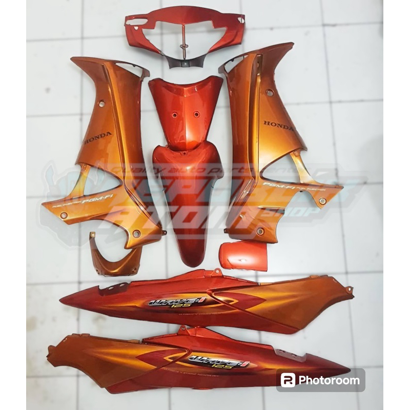 Jual cover body supra x 125 lama custom wave oren candy full set halus ...