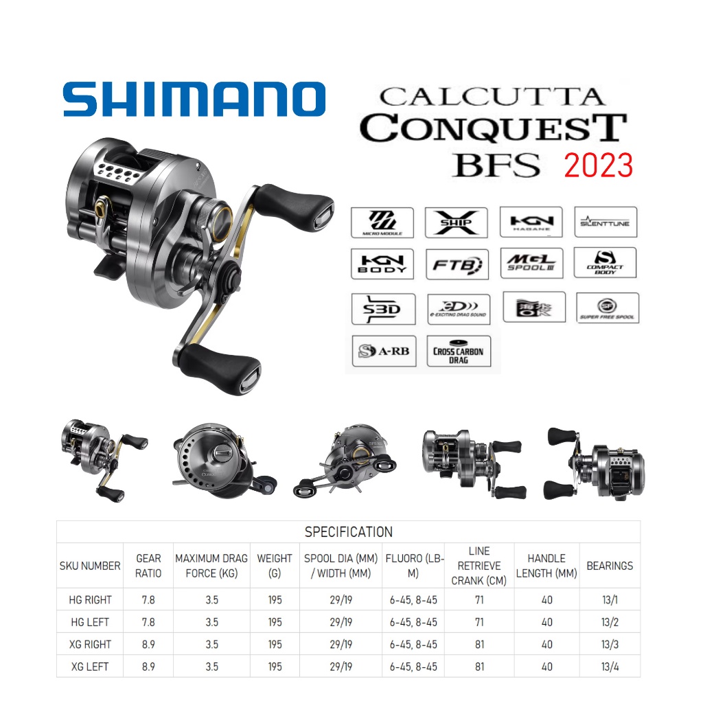 Jual Shimano Calcutta Conquest BFS 2023 BC Baitcasting Reel Pancing ...