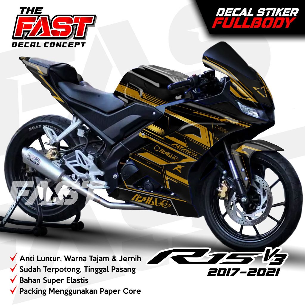 Jual BISA COD Decal R15 V3 Full Body Robot Racing Variasi Hitam Stiker ...