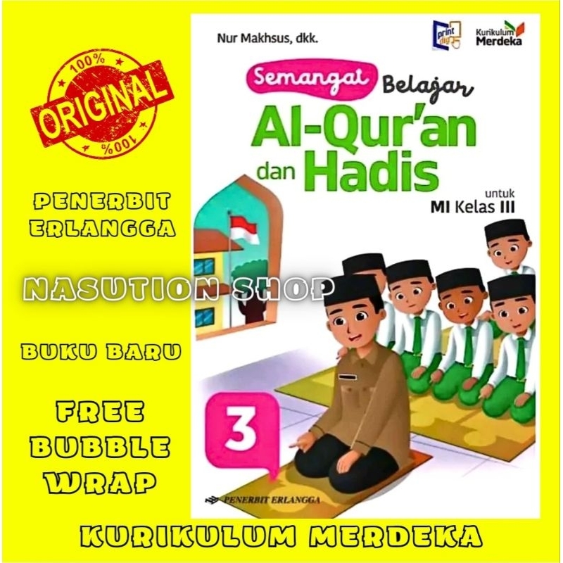 Jual Buku Semangat Belajar Al-Quran dan Hadis Kelas 1 2 3 4 5 6 MI Erlangga Kurikulum Merdeka ...