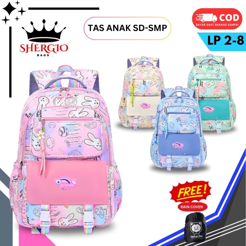 Jual Tas Ransel Anak Sekolah SD Perempuan GIO BAGS Untuk Sekolah Anak Cewek SD SMP LP 2-8 KOREAN ...
