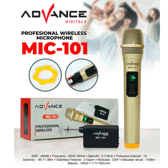 Jual ADVANCE Wireless Microphone MIC-101/102/103 Mikrofon Tanpa Kabel ...