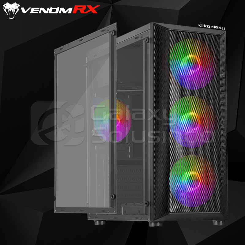 Jual VenomRX HORIZON Black Tempered Glass Side ATX Gaming Case - Casing ...