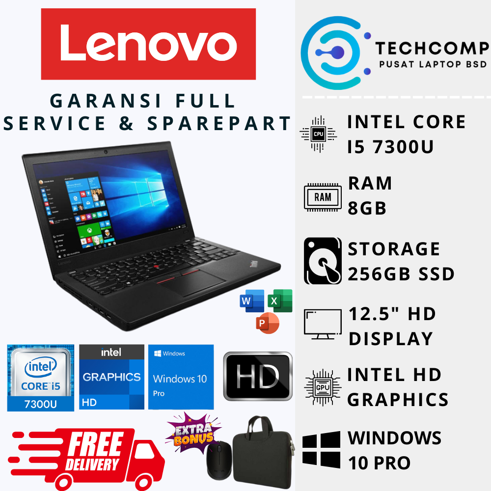 Jual LAPTOP MURAH LENOVO THINKPAD X270 INTEL CORE I5 7200U RAM 8GB SSD ...