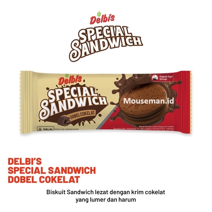 Jual Delbis SPECIAL SANDWICH DOBEL COKELAT Wafer Biskuit Sandwich ...