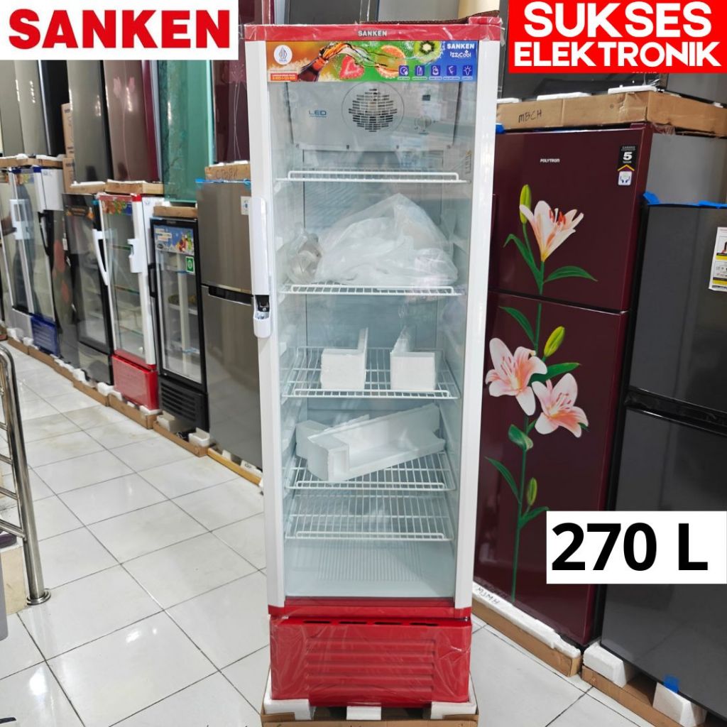 Jual SHOWCASE SANKEN SRS-275 5RAK 270L / KULKAS PENDINGIN MINUMAN KACA 5 RAK 270 L LITER ...
