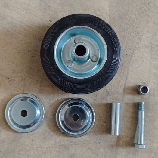 Jual roda plus cover bushing baut / Roda Karet Industrial Unico set uk ...