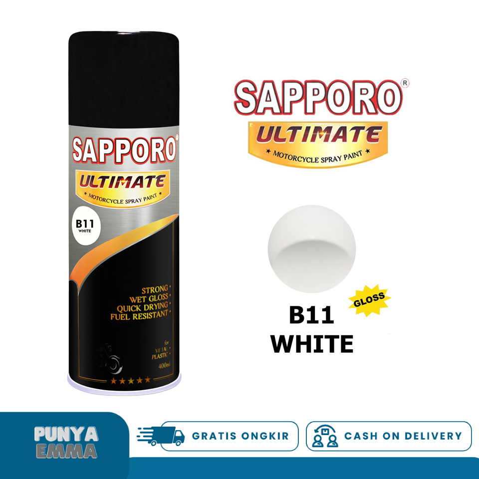 Jual SAPPORO SPRAY B11 WHITE / SOLID COLOURS 300ml | Shopee Indonesia