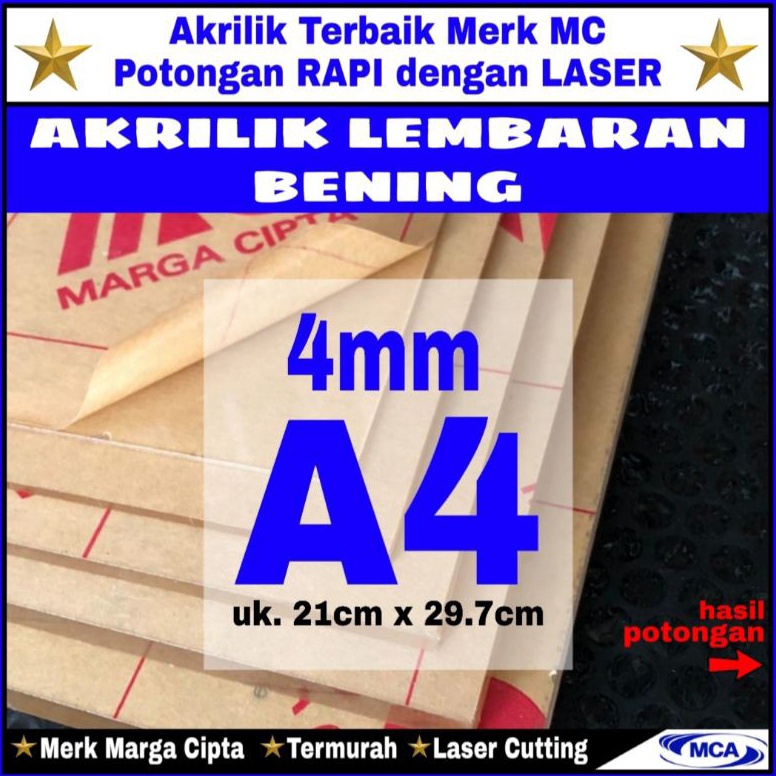 Jual LANGSUNG ATC AKRILIK lembaran 4mm uk A4 Akrilik bening Marga cipta Acrylic | Shopee Indonesia