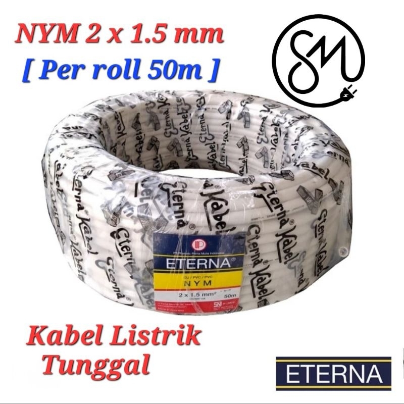 Jual [Per Roll] kabel listrik Eterna NYM 2 x 1.5 mm Tunggal 50 meter | Shopee Indonesia