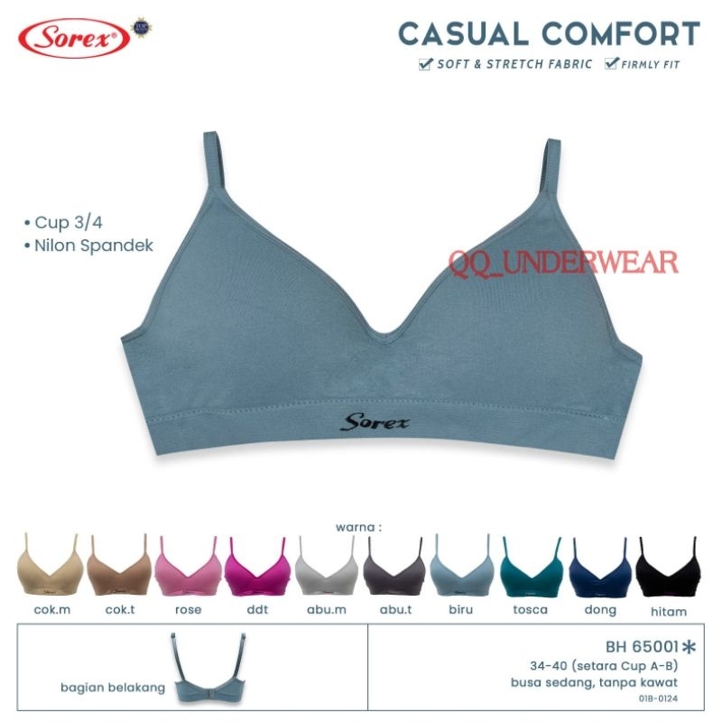 Jual Bra Sorex 65001 Bh Sorex Tanpa Kawat Busa Tipis Cup Sedang Size 34 ...