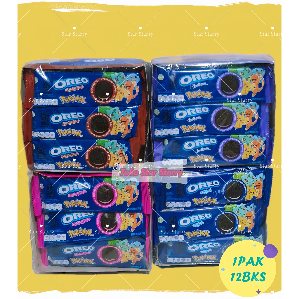 Jual [Per Pack] Lup Oreo Lup Pokemon Biskuit Strawberry 12Pcs 20.4g ...