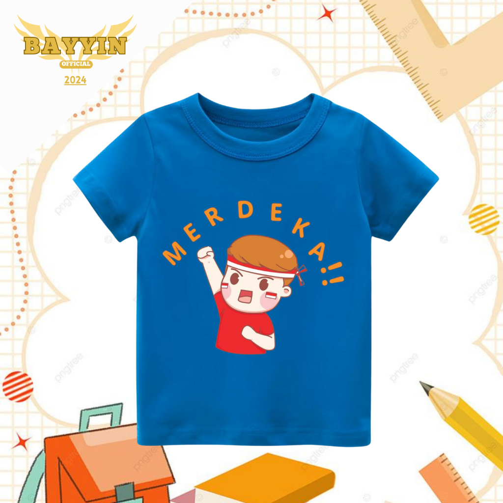 Jual Kaos Anak Custom Nama Combed 30s Gambar KARTUN 3 DIRGAHAYU INDONESIA Untuk Anak dan Hadiah ...