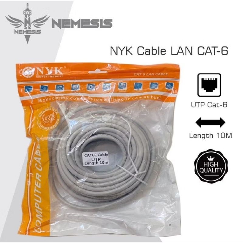 Jual KABEL LAN / UTP CAT 6 / CAT6 NYK 10m / 10 mtr / meter ORIGINAL SIAP PAKAI | Shopee Indonesia