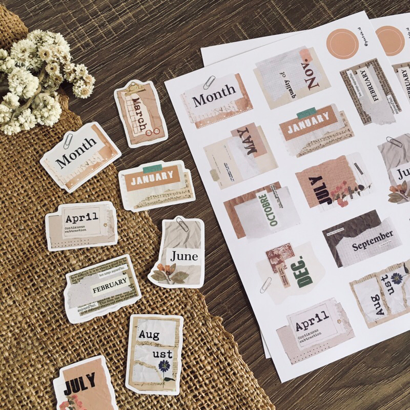 Jual Monthly Bulan Deco Sticker Scrapbook Journal Stiker Vintage by ...