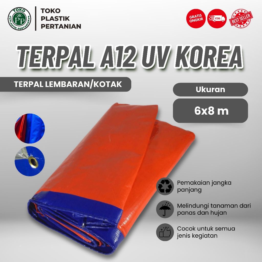 Jual Terpal Plastik Ukuran 6x8 Type A12 Biru Oren Korea Royal Diamond ...
