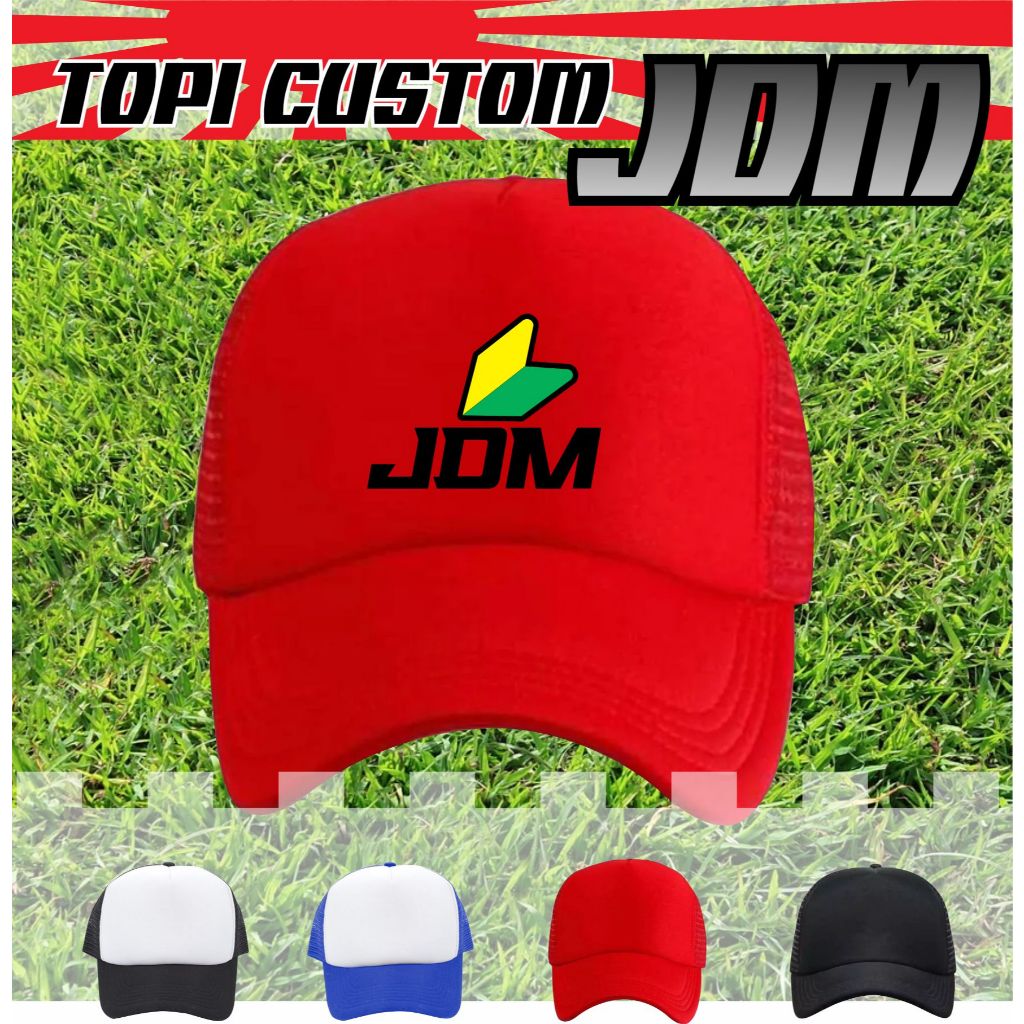 Jual Topi pria wanita custom berbagai logo jdm warna merah tipe jaring ...