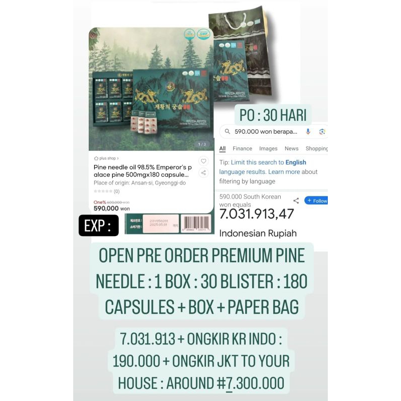 Jual 🇰🇷FDA KOREAN PREMIUM RED PINE NEEDLE-PROPOLIS-RED GINSENG (1 ...