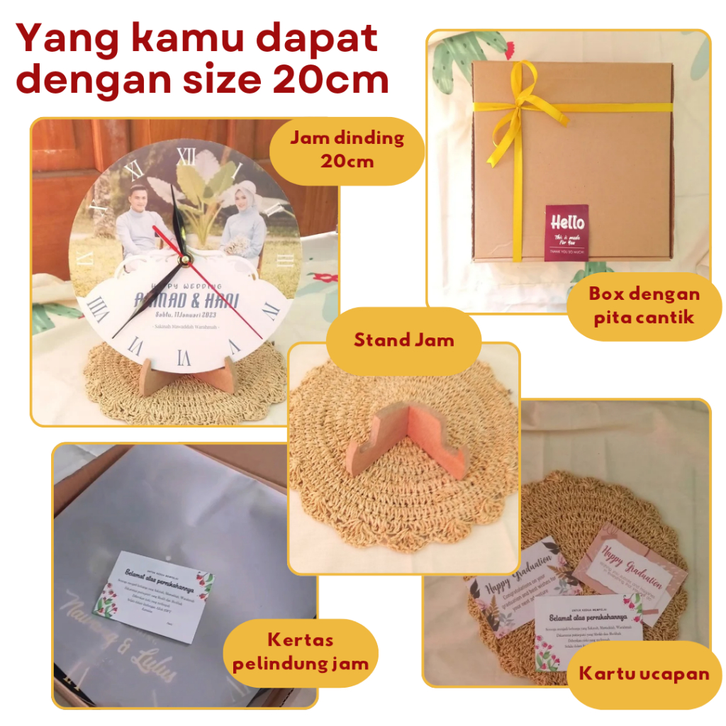 Jual Jam duduk meja custom foto kado hadiah wisuda ulangtahun ...