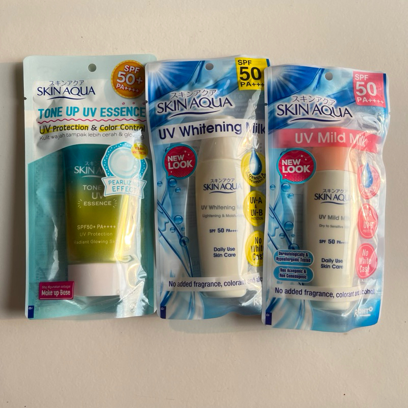 Jual SUNSCREEN Skin Aqua Tone Up UV Essence Putih Pink tutup botol SPF ...