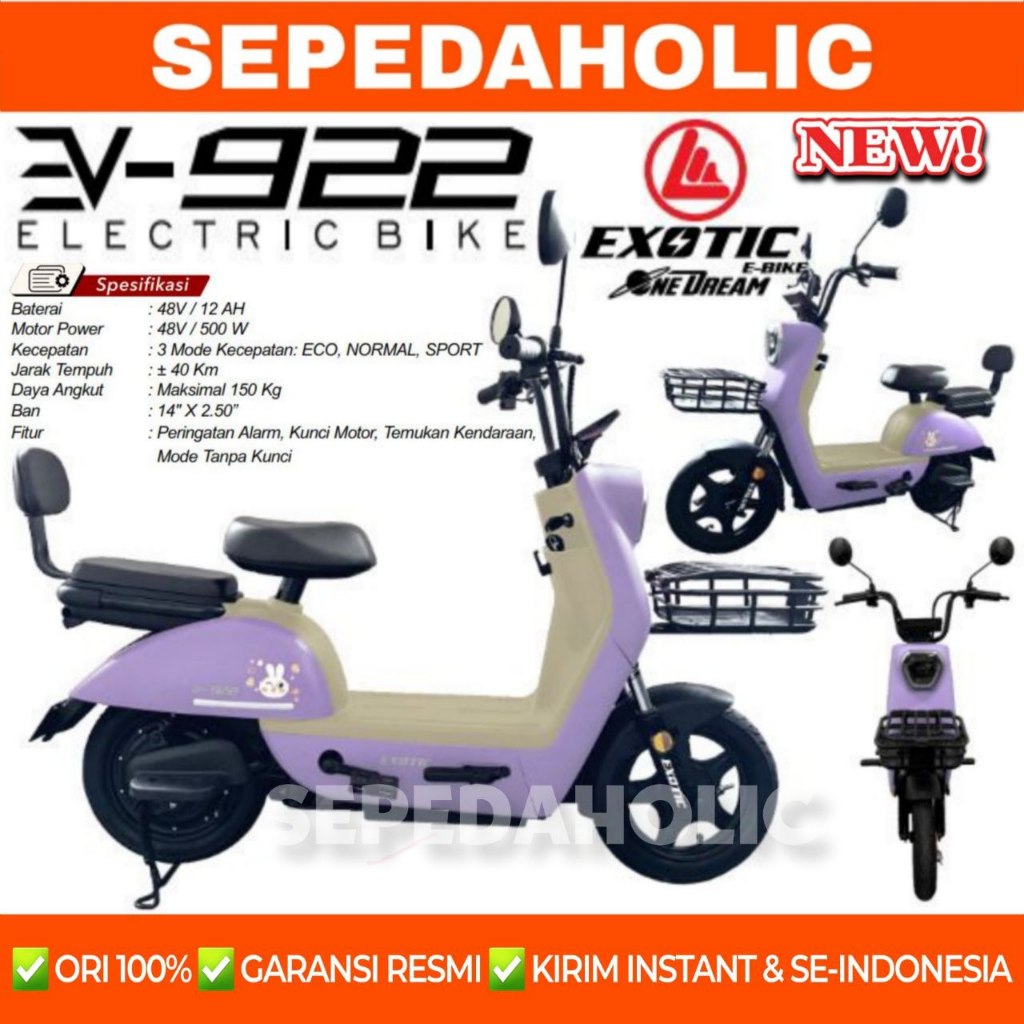 Jual Sepeda Listrik EXOTIC EV 922 928 BY PACIFIC 500 Watt Electric E Bike | Shopee Indonesia