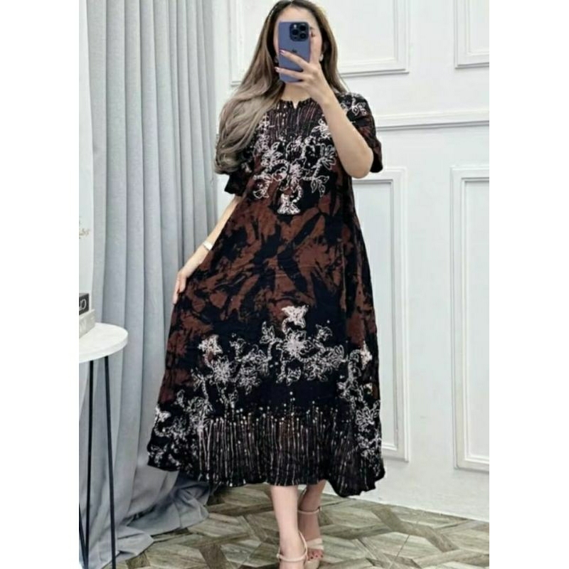 Jual Daster Rayon Twill Jumbo Batik Cap Pekalongan Dress Nyaman Busui ...