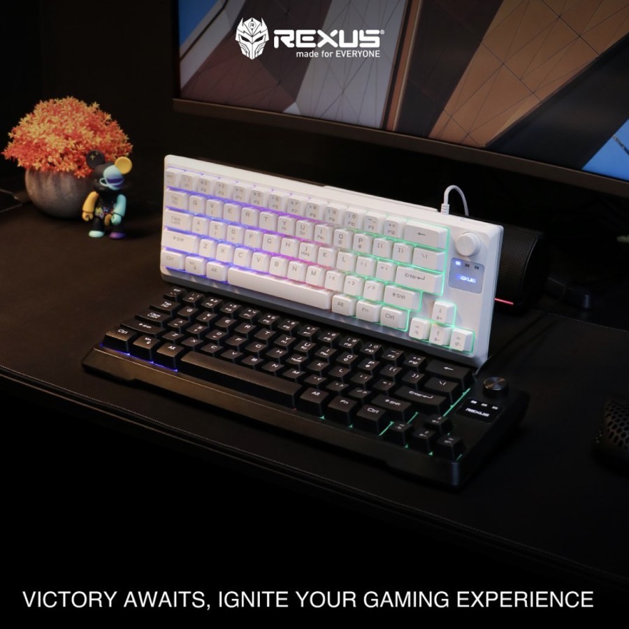 Jual Rexus K65M Keyboard Gaming 60% 64 keys with Adjustable Knob , RGB ...