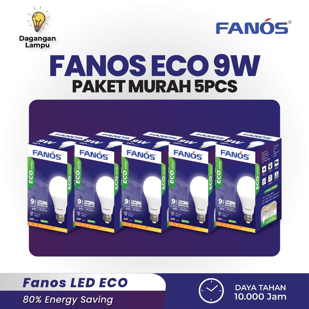Jual Lampu LED bohlam FANOS Eco 9 Watt Lampu Led Light Bulb (CDL) - Paket Murah 5 pcs | Shopee ...
