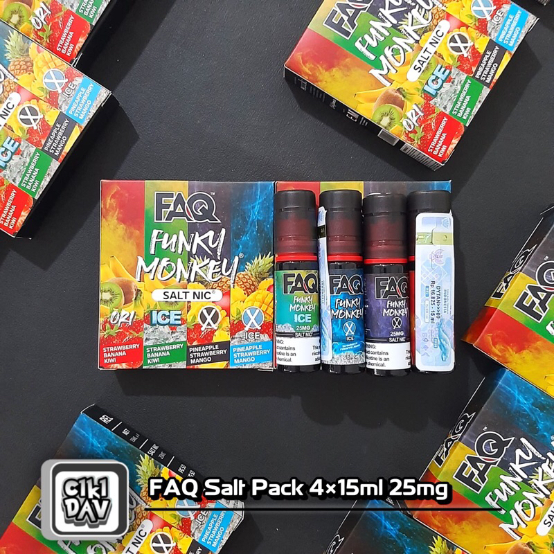 Jual FAQ Funky Monkey pack salt nic 4x15ml eliquid EJM | Shopee Indonesia