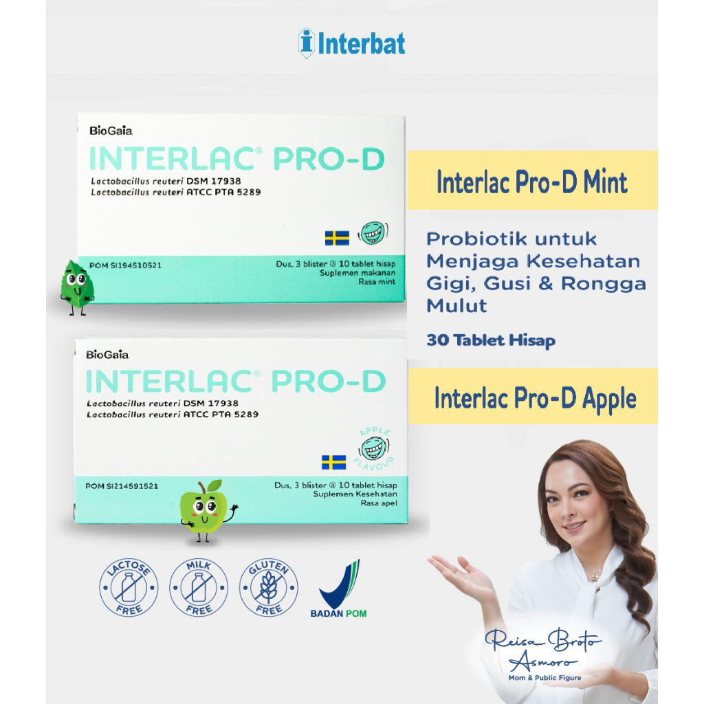 Jual Interlac Pro D Lozenges Tablet Hisap Rasa Apel & Mint - Interlac ...